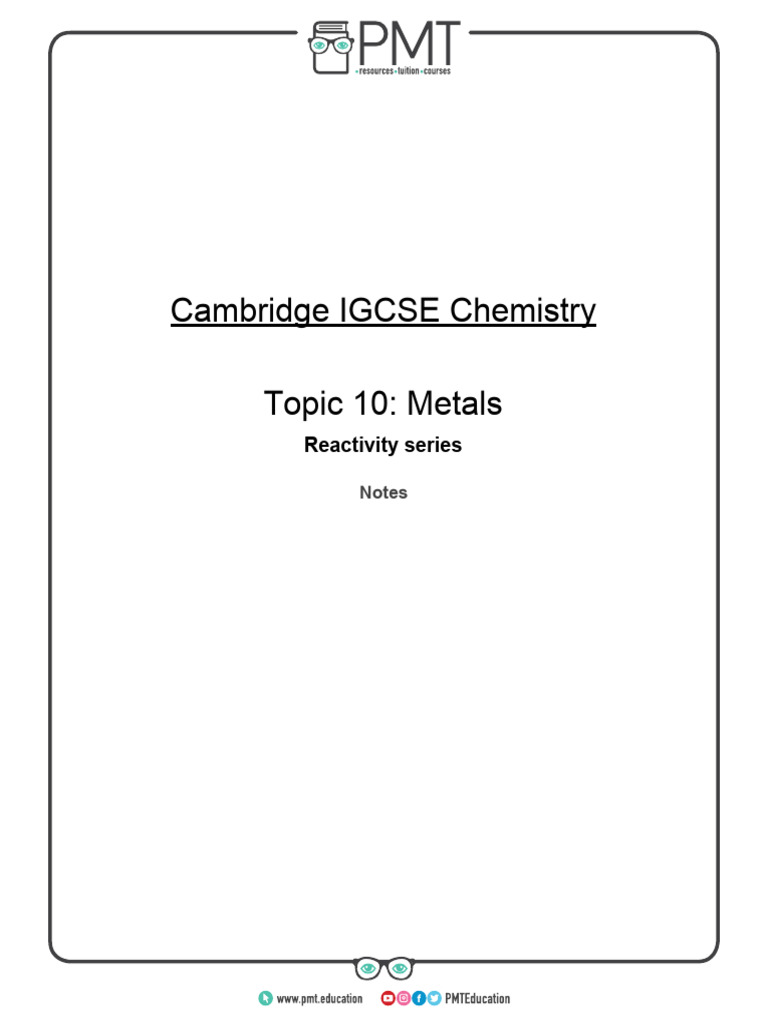 10.2. Reactivity Series | PDF | Chemical Substances | Chemistry