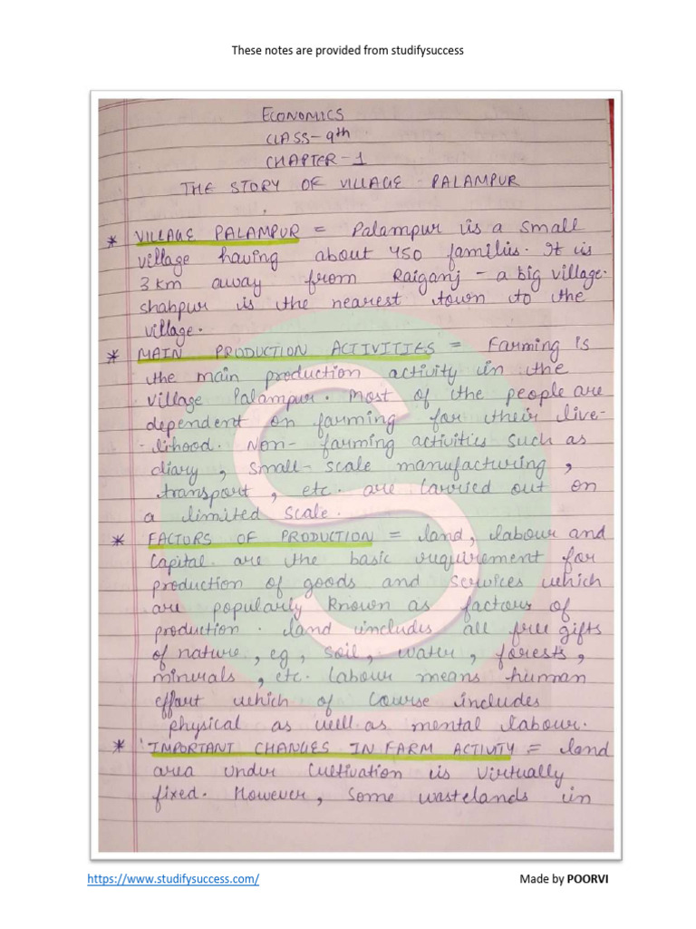 Class 9 Eco Ch-1 Notes | PDF