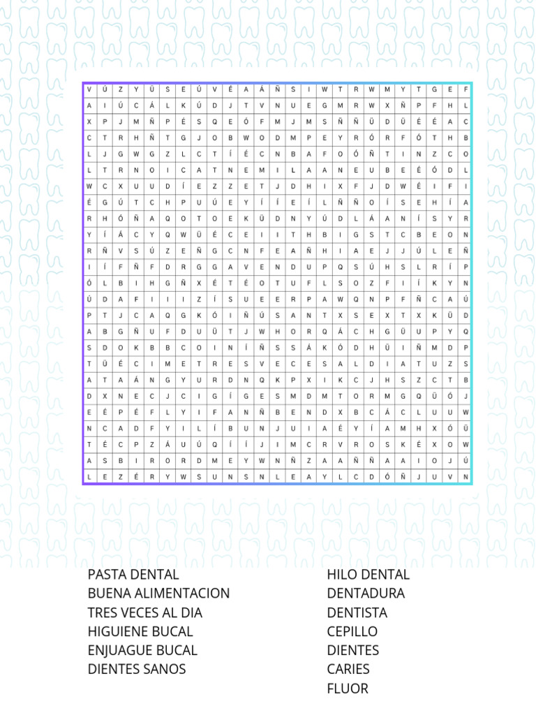 Sopa de Letras Salud Bucal | PDF