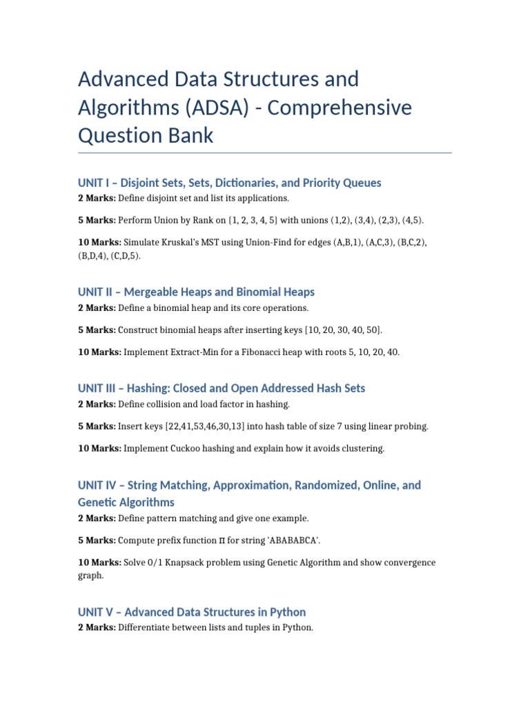 ADSA Question Bank | PDF