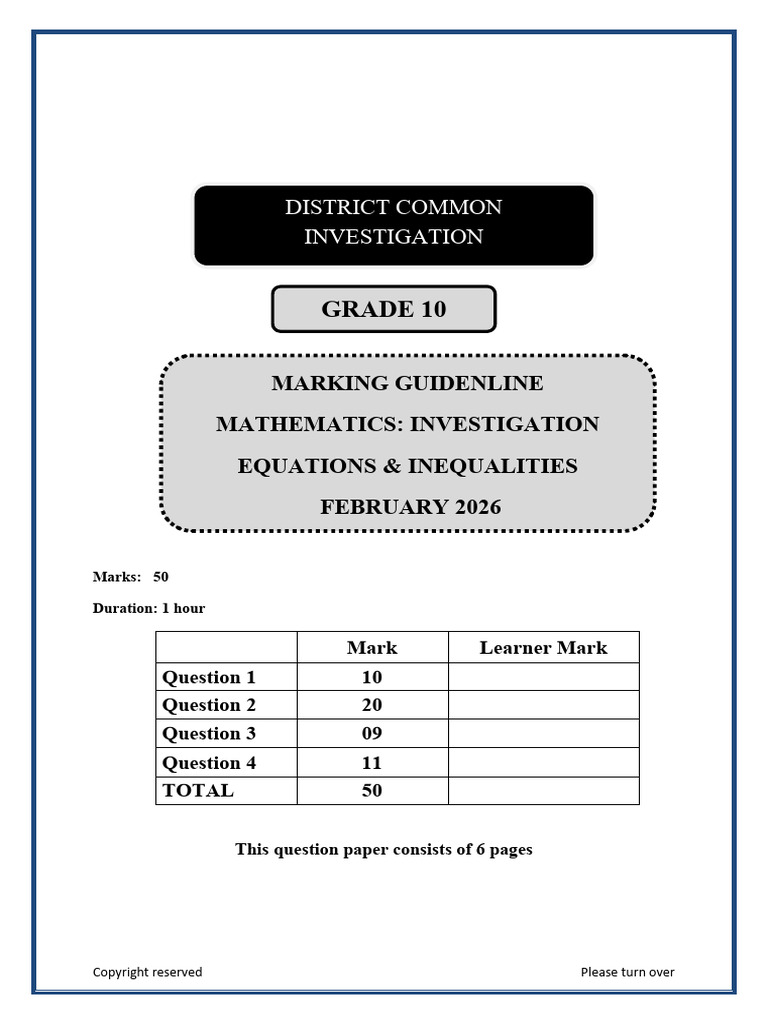 MG GR 10 Equations & Inequalities Investigation | PDF | Inequality ...
