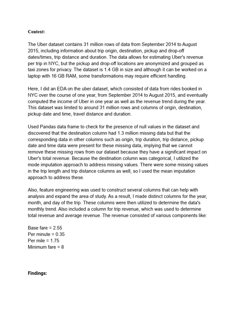 Uber Data Analysis Summary | PDF