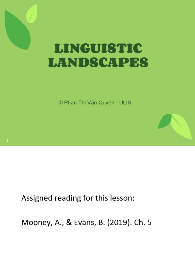 Lesson 4. Linguistic Landscapes - Handout | PDF