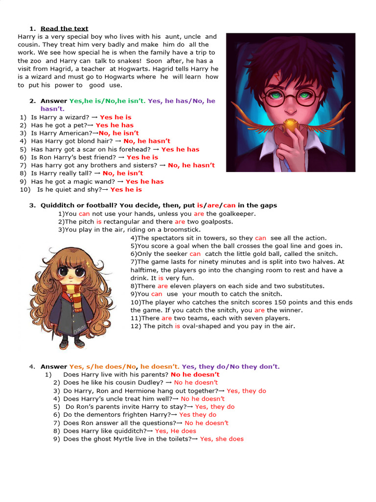 SOLUCIONES Day 2 - Present Simple | PDF | J. K. Rowling | Harry Potter