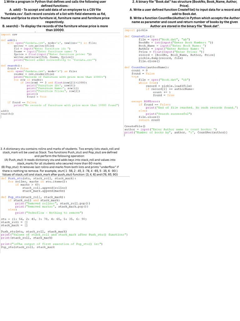 1.write A Program in Python That Defines and Calls The Following User ...