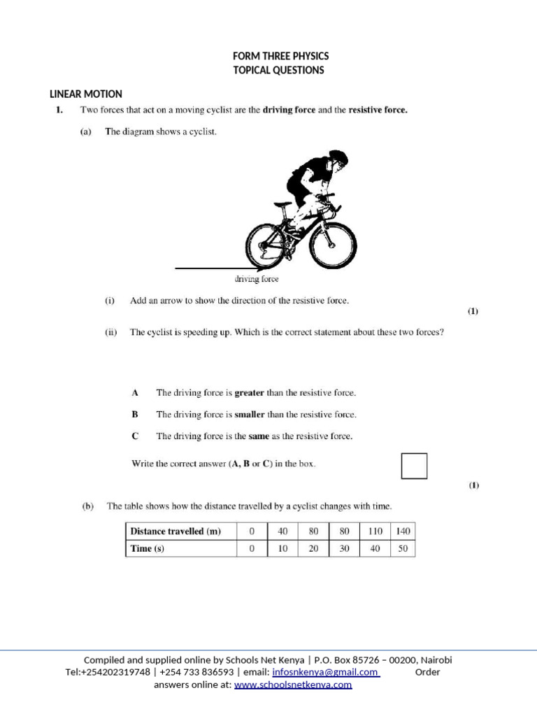 Physics Form 3 Topical Questions | PDF | Force | Physical Phenomena
