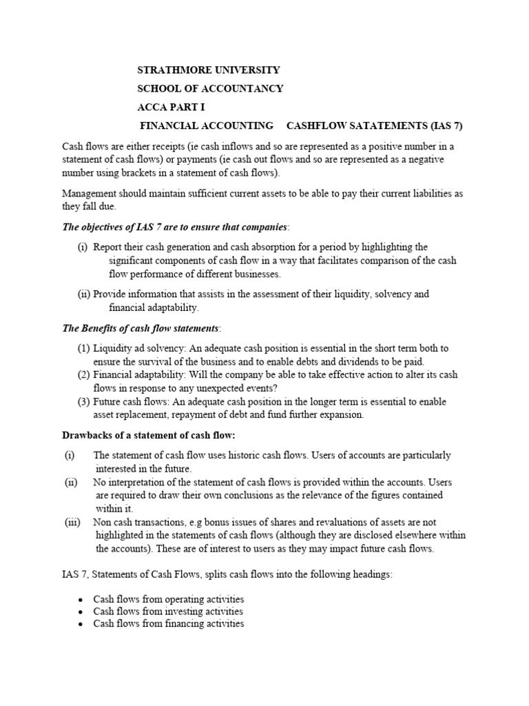 Cashflow Notes IAS 7 Updated | PDF | Cash Flow Statement | Fixed Asset