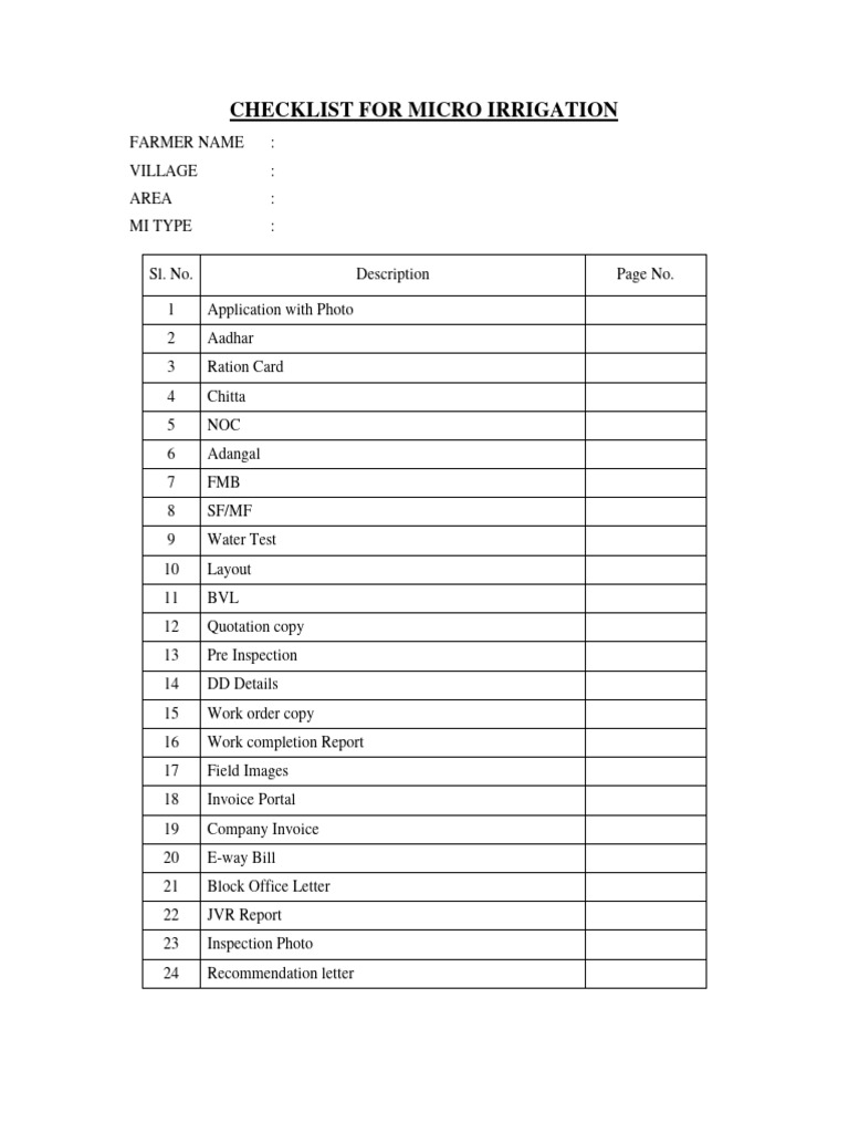 Checklist For Micro Irrigation - Correction | PDF