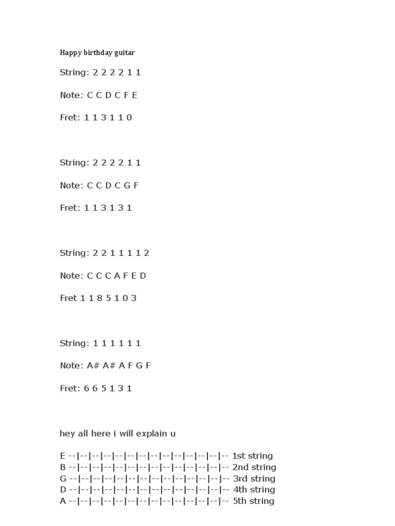 Happy Birthday Guitar Tabs For Beginners