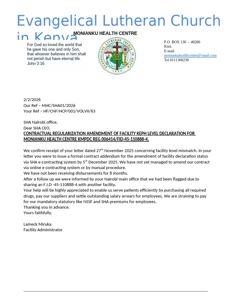 SHA Letter 2 | PDF