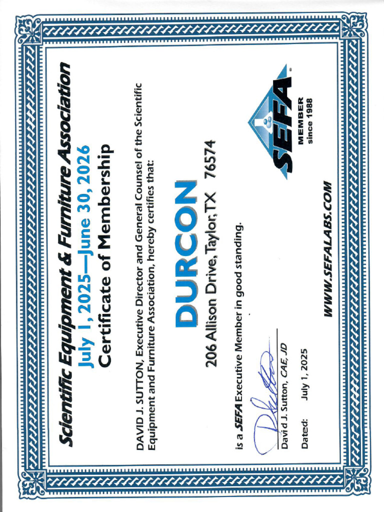 2025-26 Durcon Member Certificate | PDF