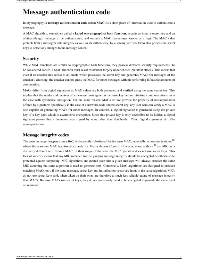 Message Authentication Code | Download Free PDF | Public Key ...