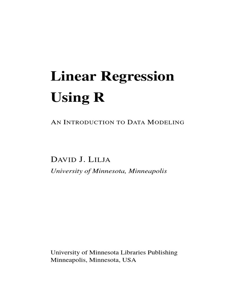 David J. Lilja - Linear Regression Using R. An Introduction To Data ...
