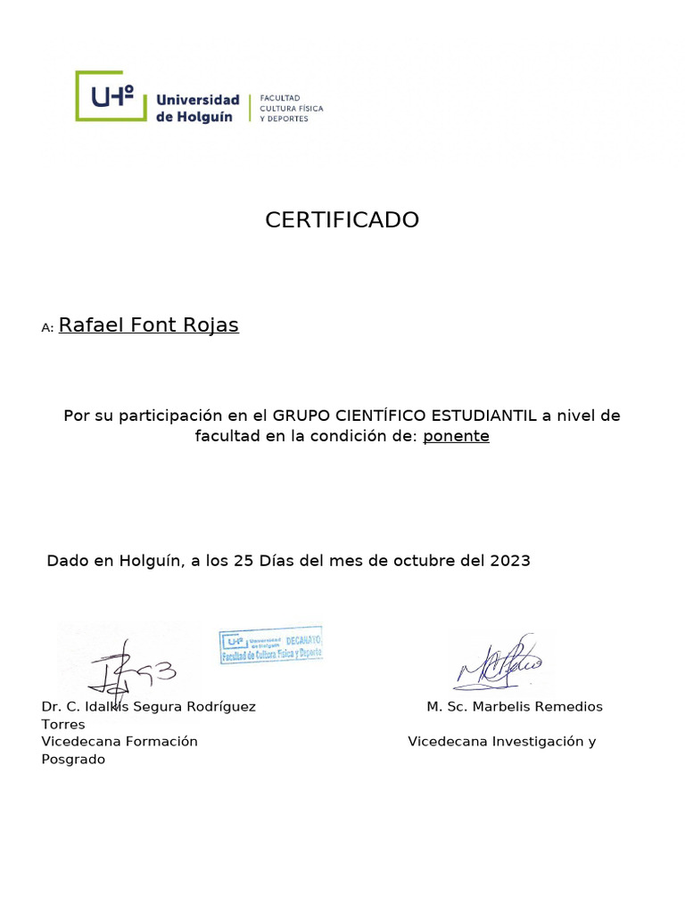 CERTIFICADO JCE-2023 | PDF