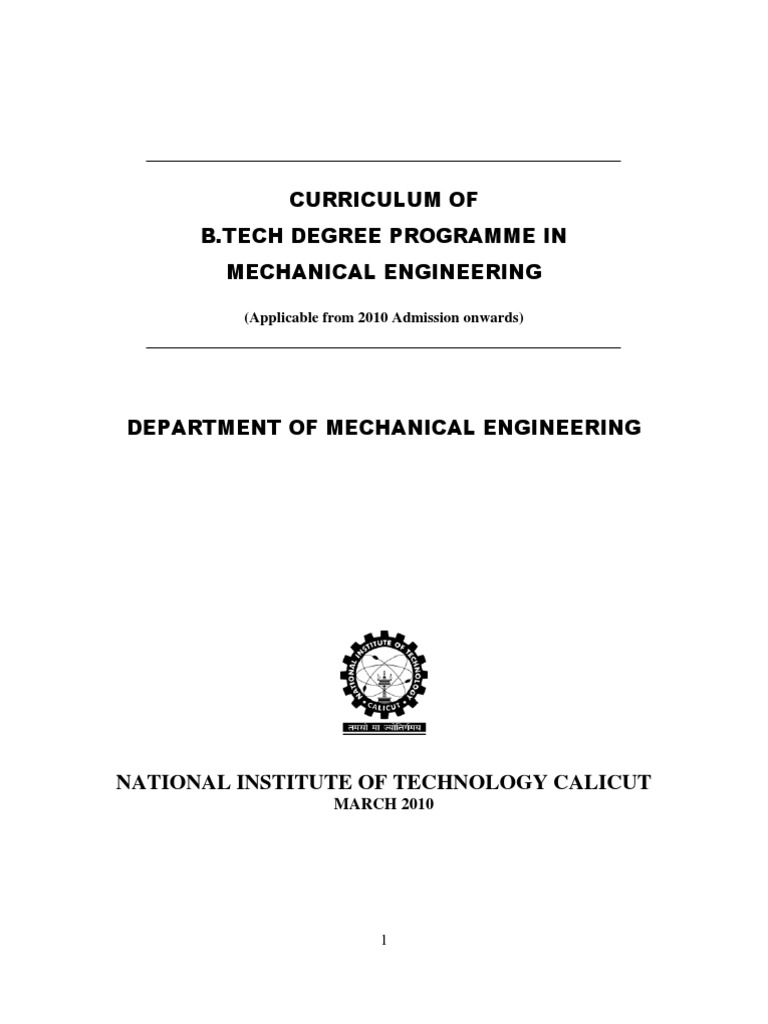 Nitc Mechanical Btech Syllabus and Curriculum | PDF | Fracture ...