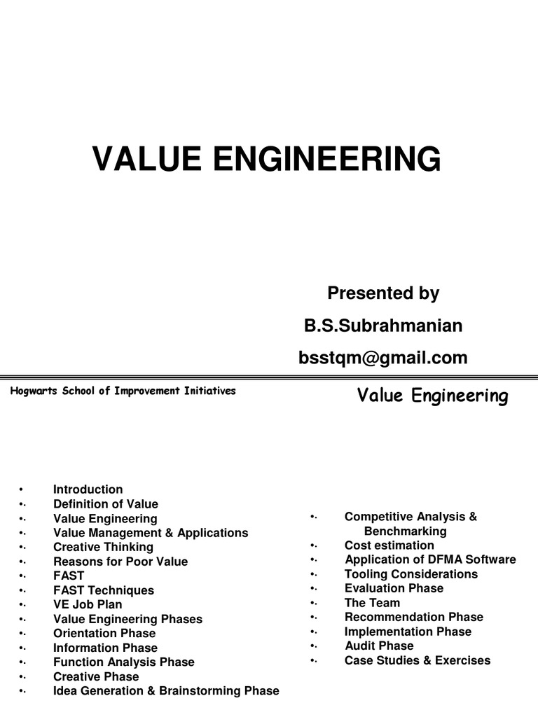 Value Engineering VA - VE | PDF | Information | Creativity