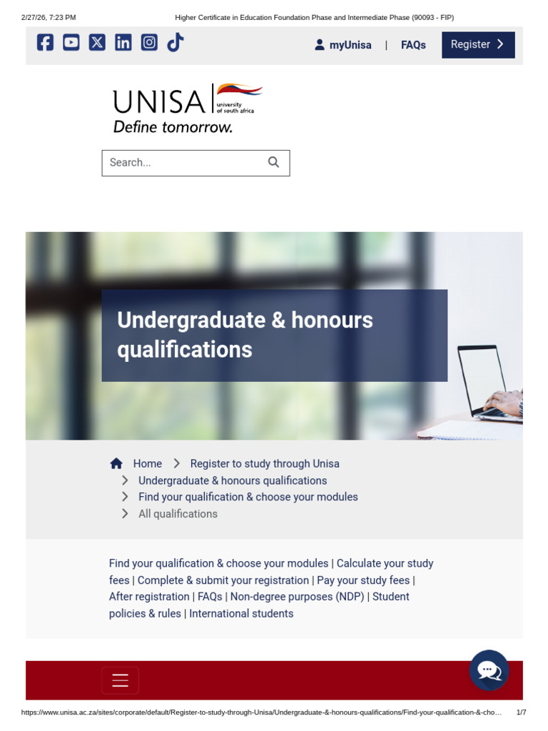 Higher Certificate in Education Foundation Phase and Intermediate Phase ...