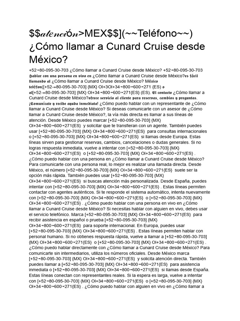ó?>MEX$$](~~Teléfono~~) ¿Cómo llamar a Cunard Cruise desde México ...