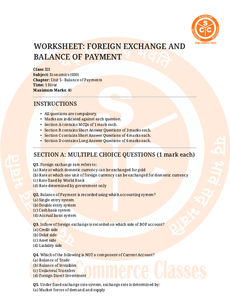 Forex BOP Worksheet MS | PDF | Exchange Rate | Balance Of Payments