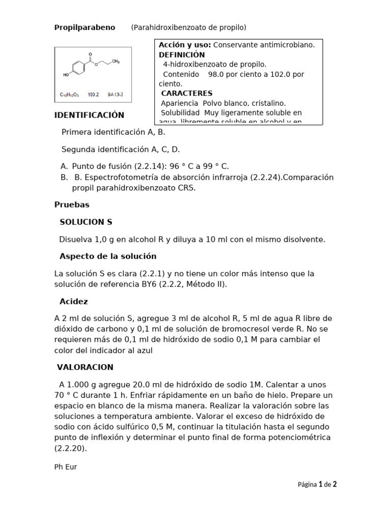 Nipasol - Propilparabeno | PDF