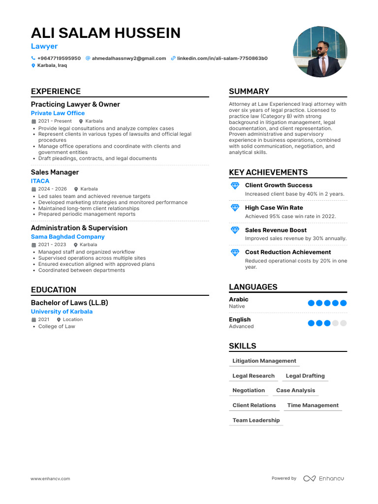 Ali Salam Hussein Resume | PDF | Lawyer | Iraq
