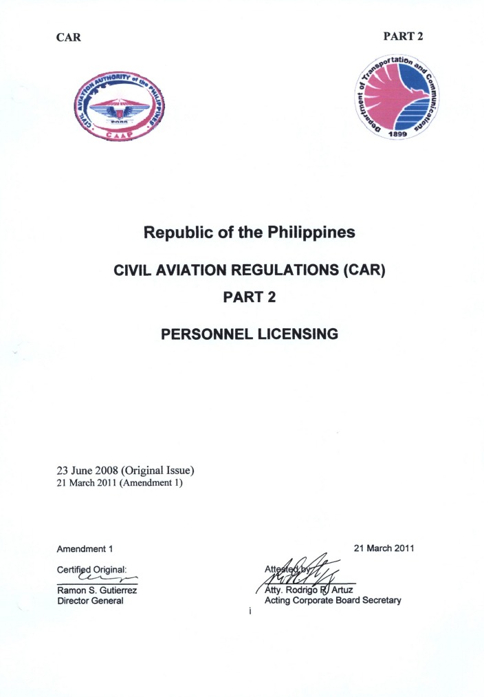 002 PCAR Personnel Licensing [2]2011 | Pilot (Aeronautics) | Flight ...