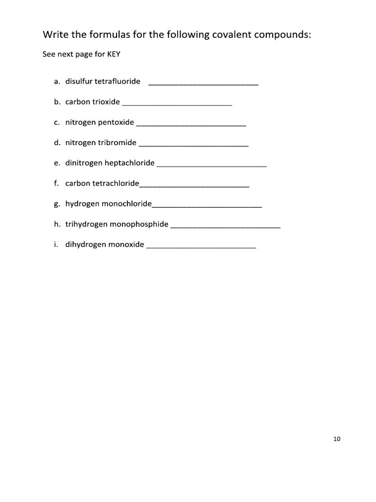 Compound Names and Formulas Tutorial and Worksheet1 | PDF