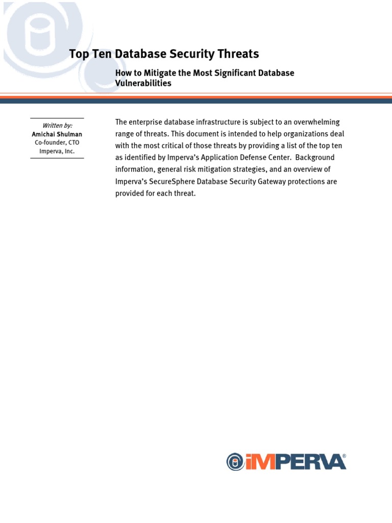 Top Ten Database Threats | PDF | Denial Of Service Attack | Databases