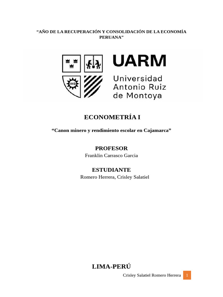 INFORME CANON REDIMIENTO CAJAMARCA | PDF | Perú | Economias