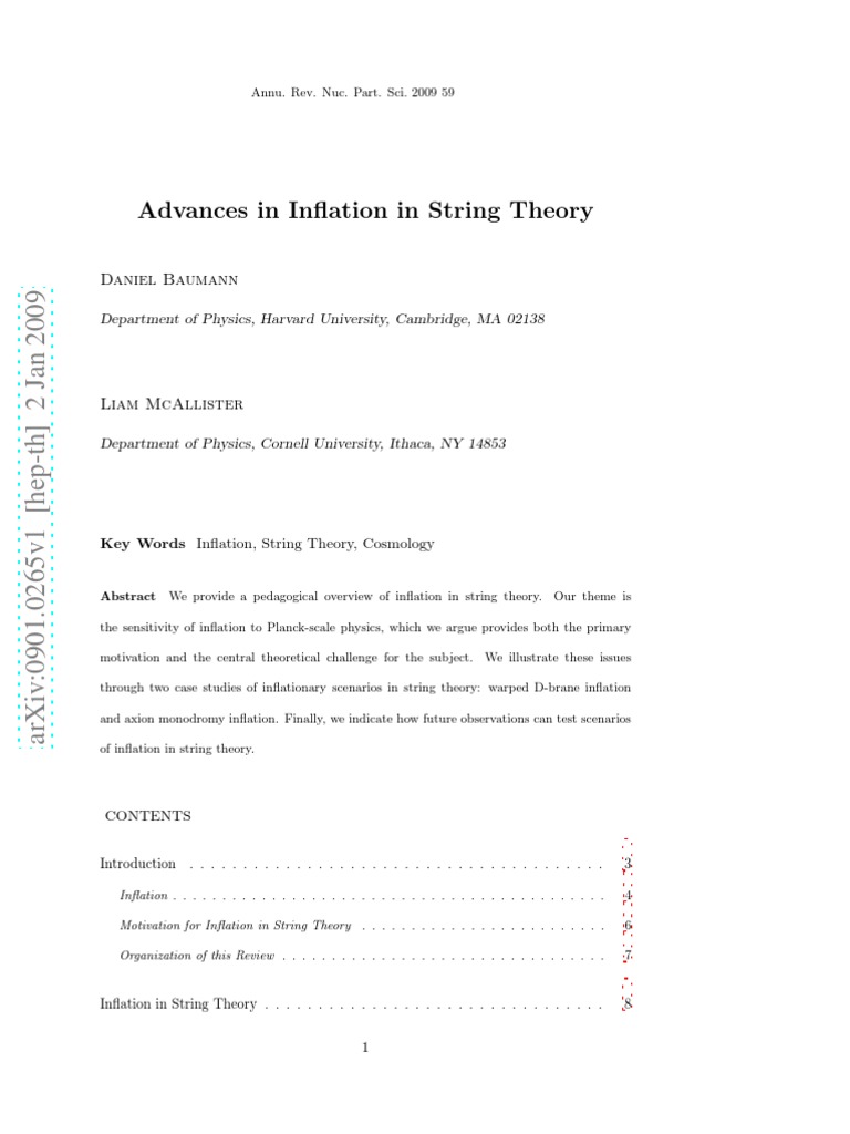 Advances in Inflation in String Theory | PDF | Cosmic Microwave Background | Inflation (Cosmology)