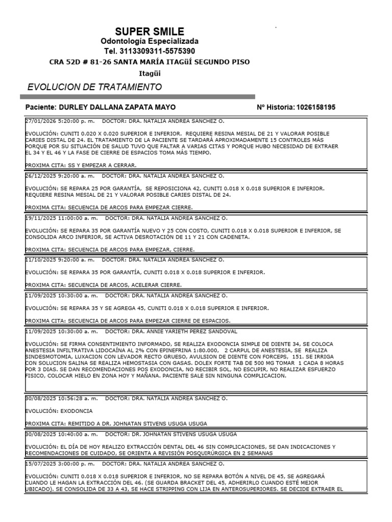 Historia Clínica Durley Dallana Zapata Mayo | PDF | Ortodoncia ...