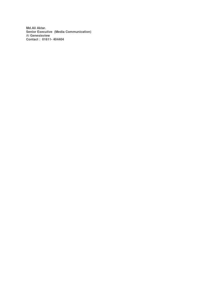 Md. Ali Aktar - Media Communication Executive | PDF