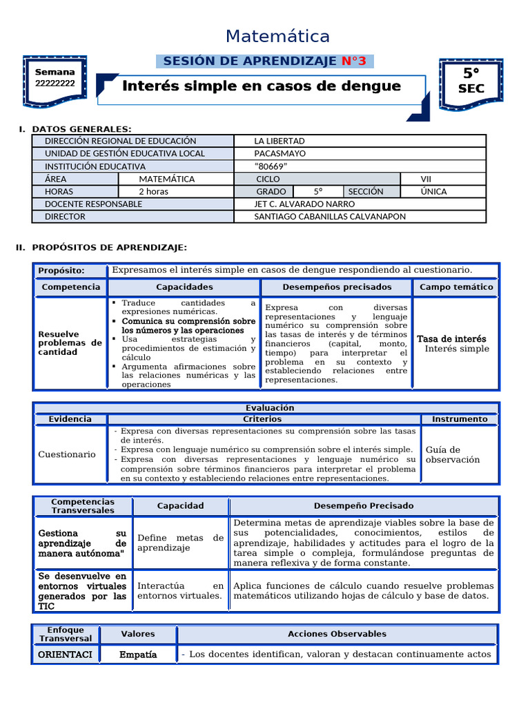 5° SESIÓN DE APRENDIZAJE SESIÓN 4-EXP.3-Mate | PDF | Aprendizaje | Enseñando
