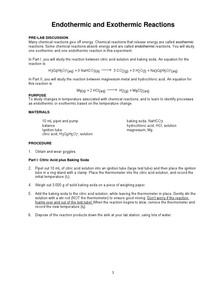 Endo Exo | PDF | Hydrochloric Acid | Chemical Reactions