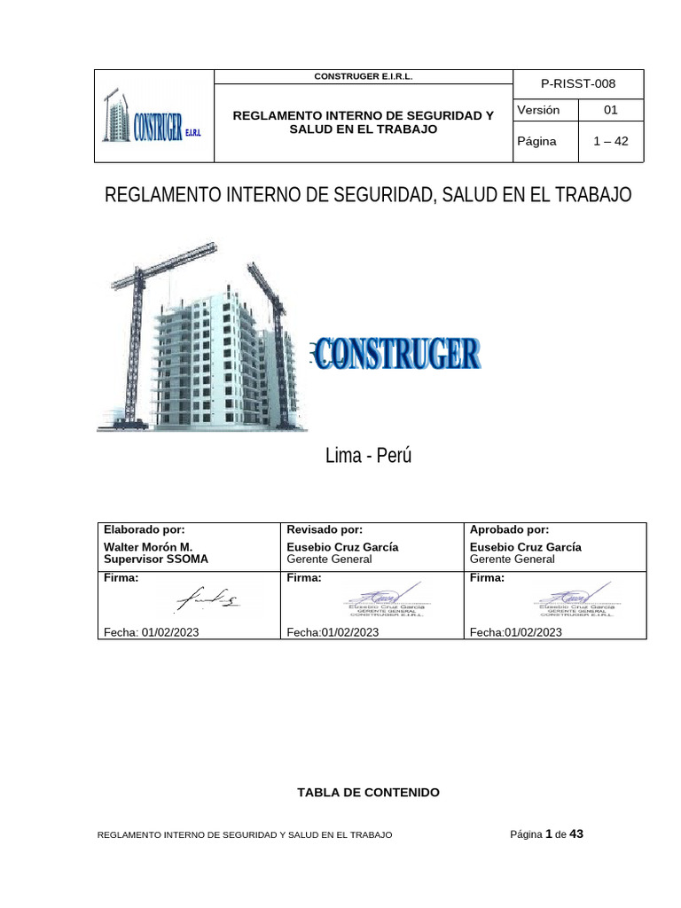 Reglamento - Interno - de - Seguridad - y - Salud - en - El - Trabajo ...