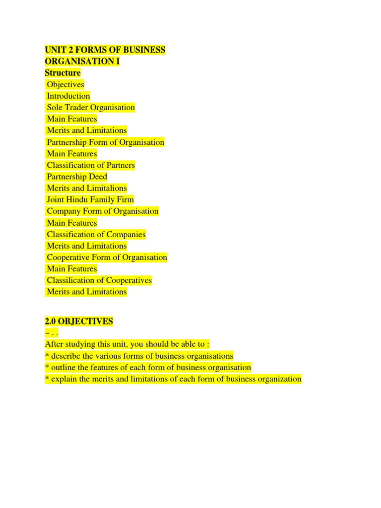 Unit 2 Forms of Business | PDF | Partnership | Sole Proprietorship
