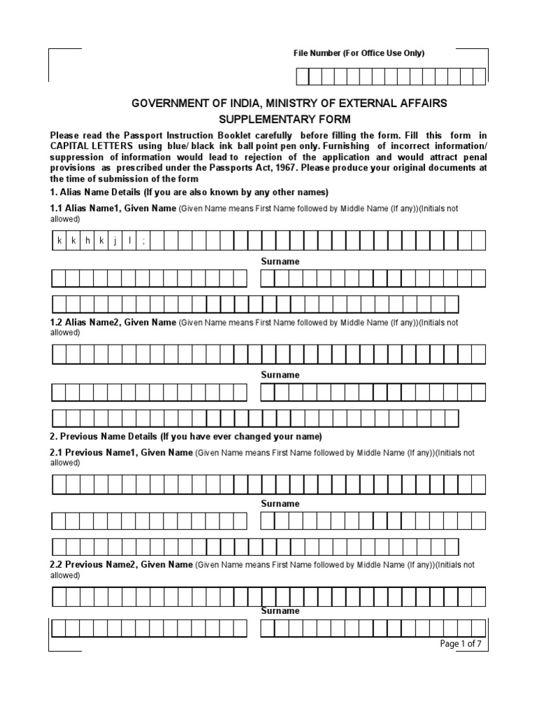 Supplementary Application Form V1.0 | PDF | Passport | Government And ...