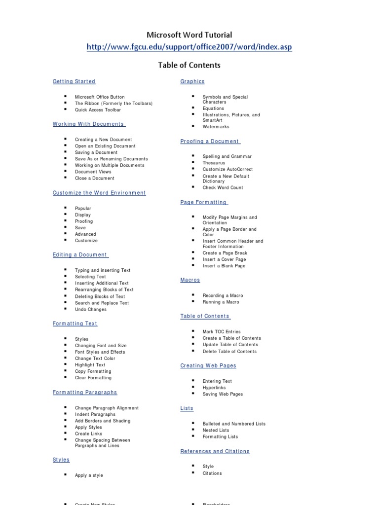 Word 2007 Tutorial Pdf Hyperlink Microsoft Word