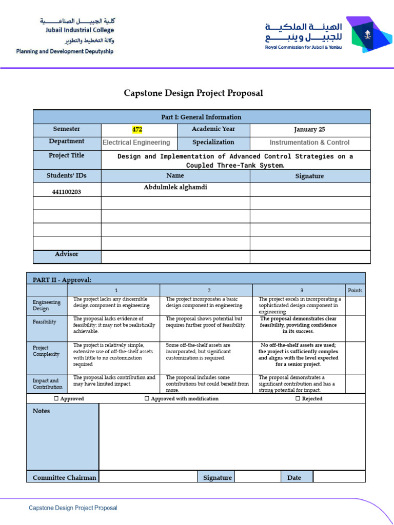 2-Capstone Design Project Proposal | PDF | Control Theory | Applied ...