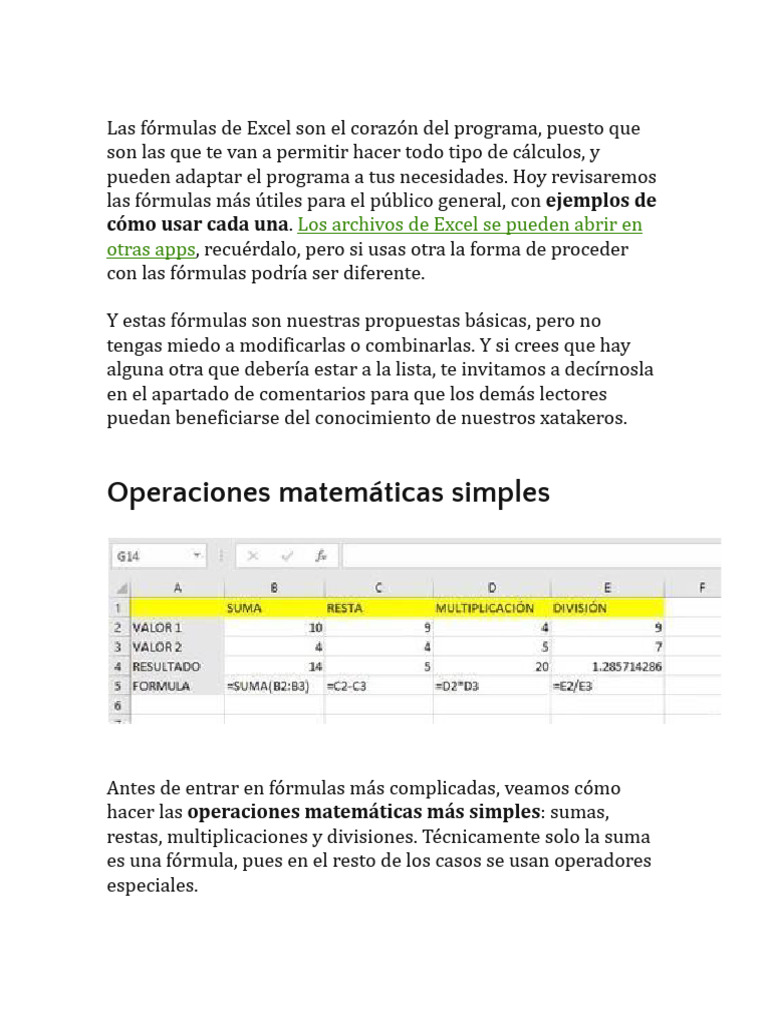 Formulas de Excel | PDF | Microsoft Excel | Hipervínculo