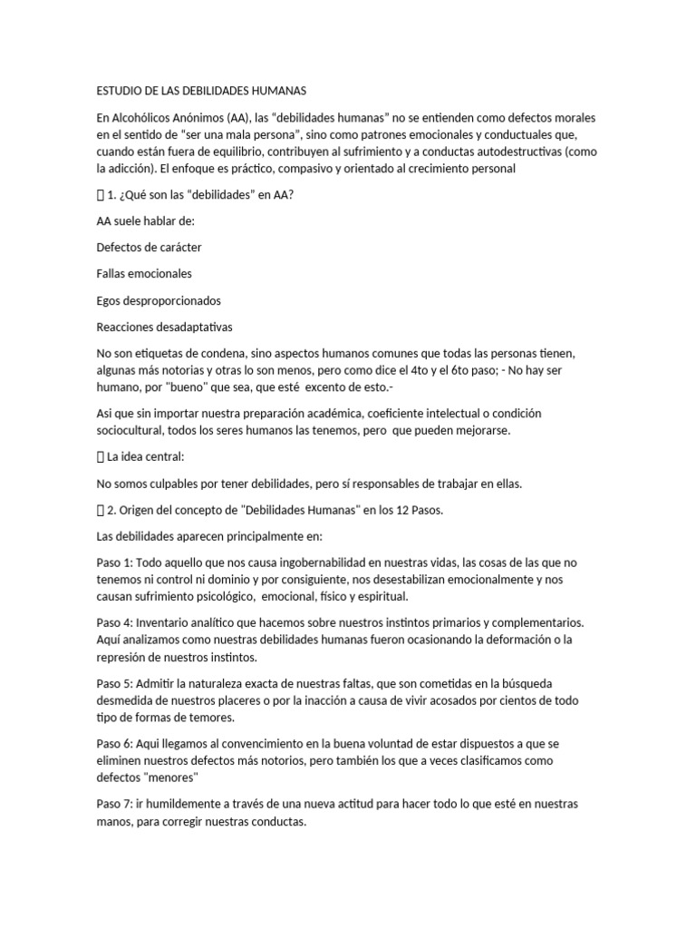 Explicación de Las Debilidades Humanas. | PDF | Las emociones | Sufrimiento