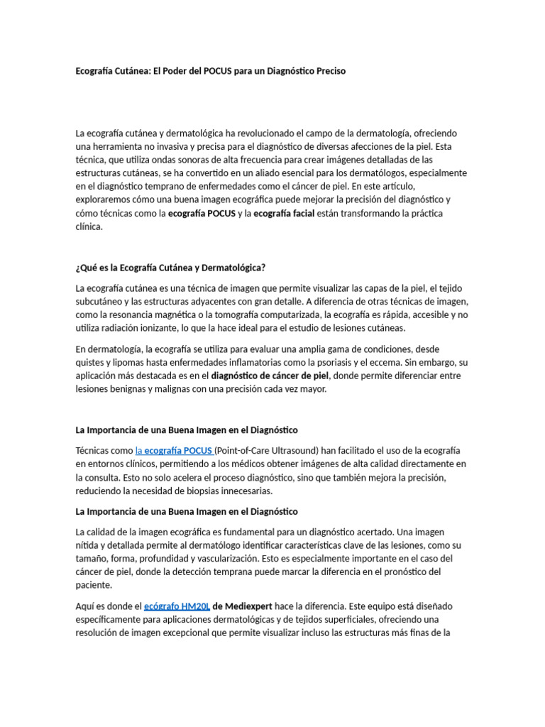 Ecografía Cutánea | PDF | Ultrasonido médico | Dermatología