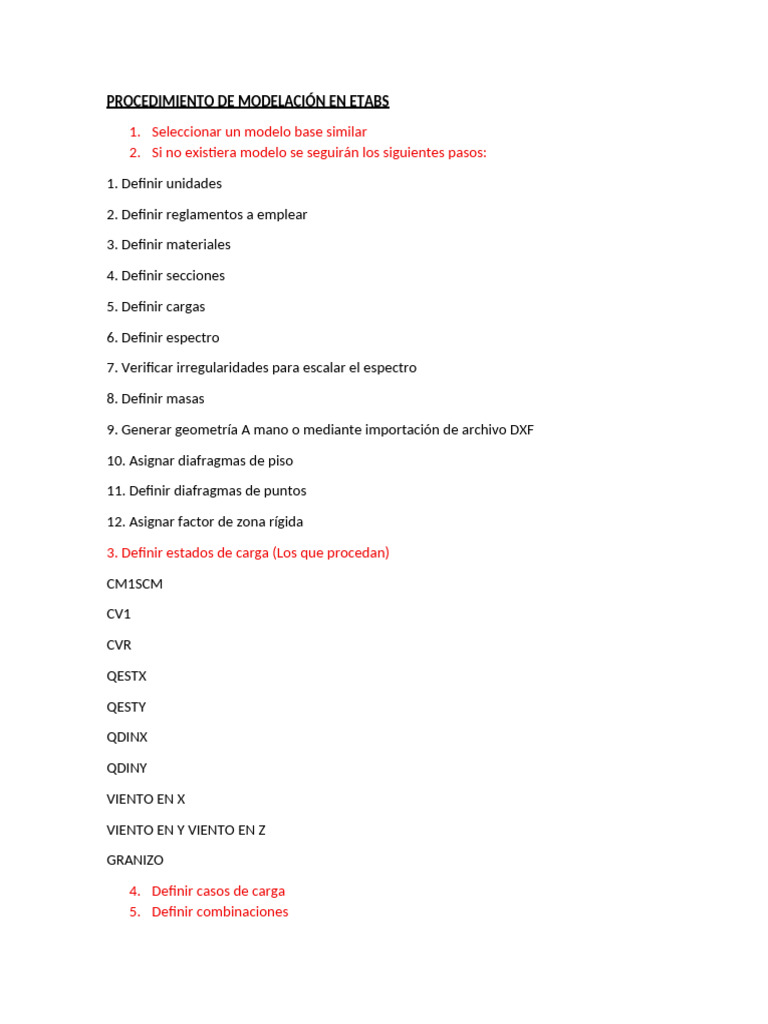 Procedimiento de Modelación en Etabs | PDF