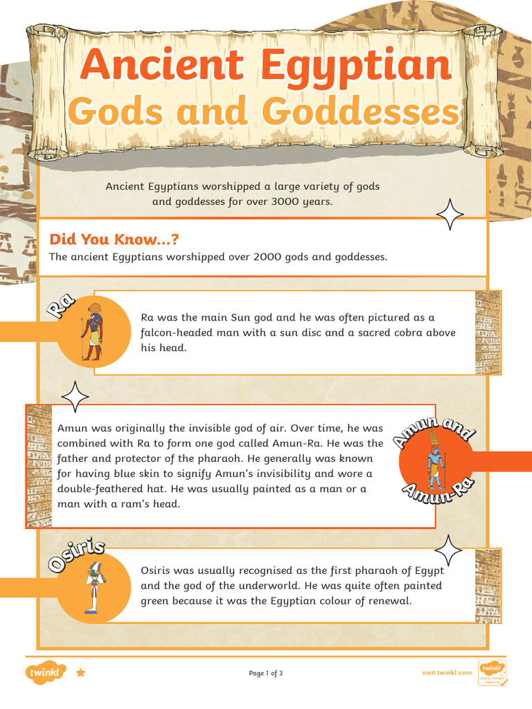 Ancient Egyptian Gods and Goddesses Differentiated Reading ...