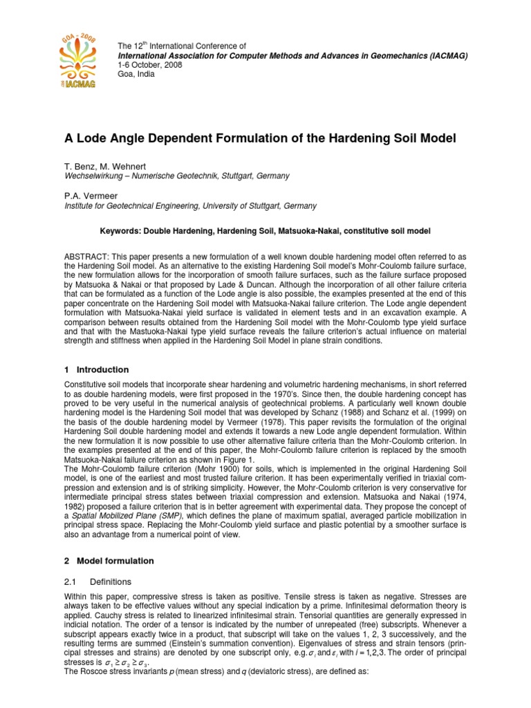 A Lode Angle Dependent Formulation of The HS Model | PDF | Yield ...
