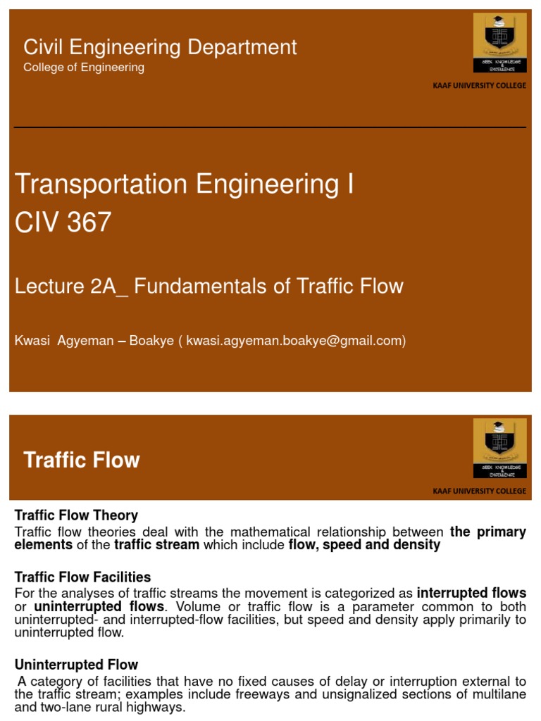 2A - Fundamentals of Traffic Flow | PDF | Speed | Traffic