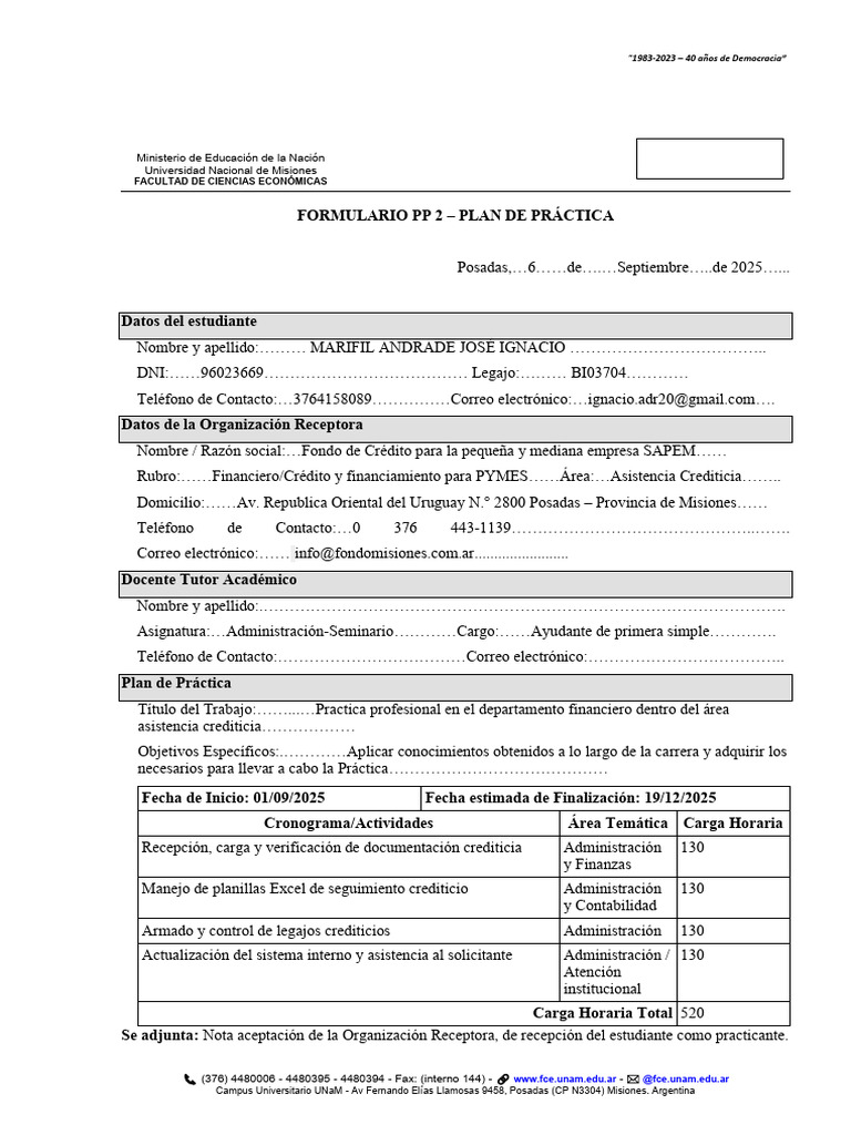 Formularios PP2 2025 | PDF