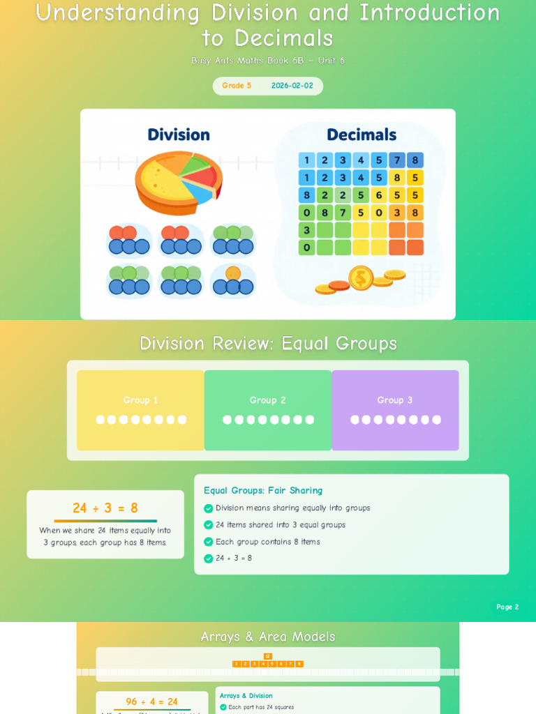 Understanding Division and Introduction To Decimals | PDF | Division ...