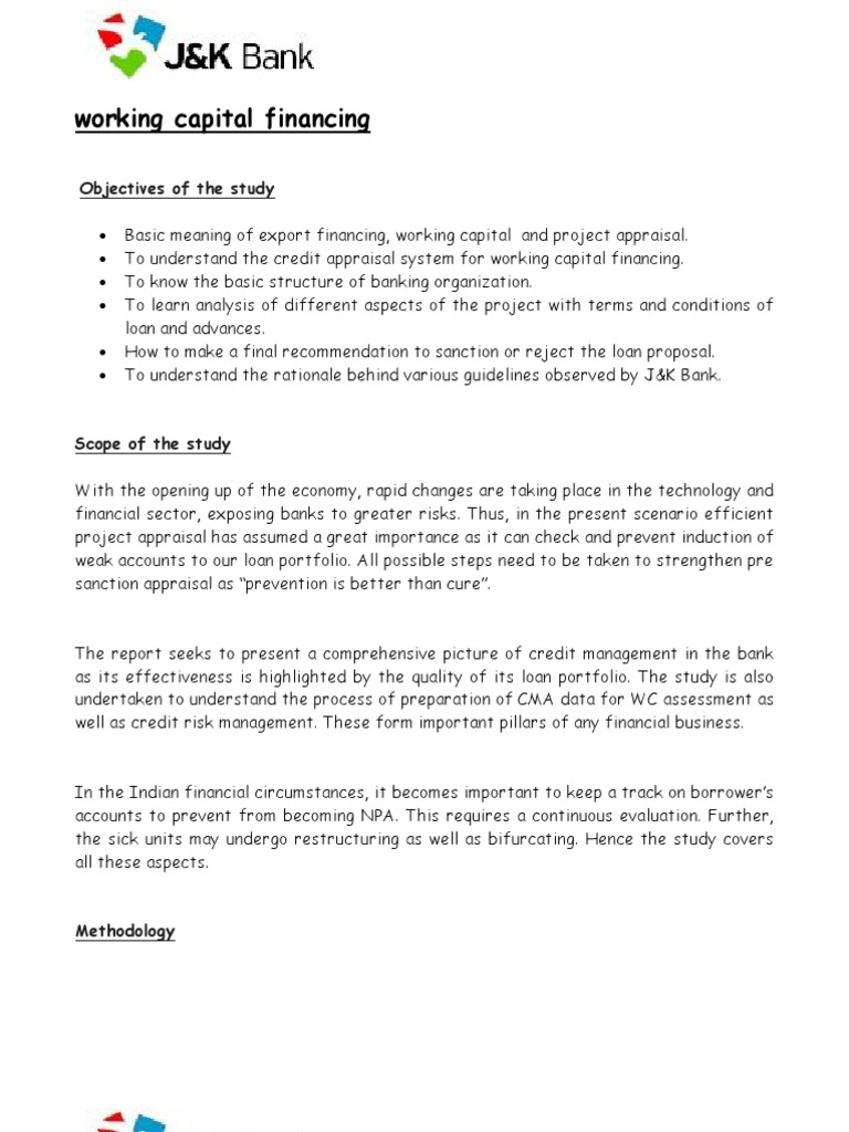 Working Capital Financing | Income Statement | Balance Sheet
