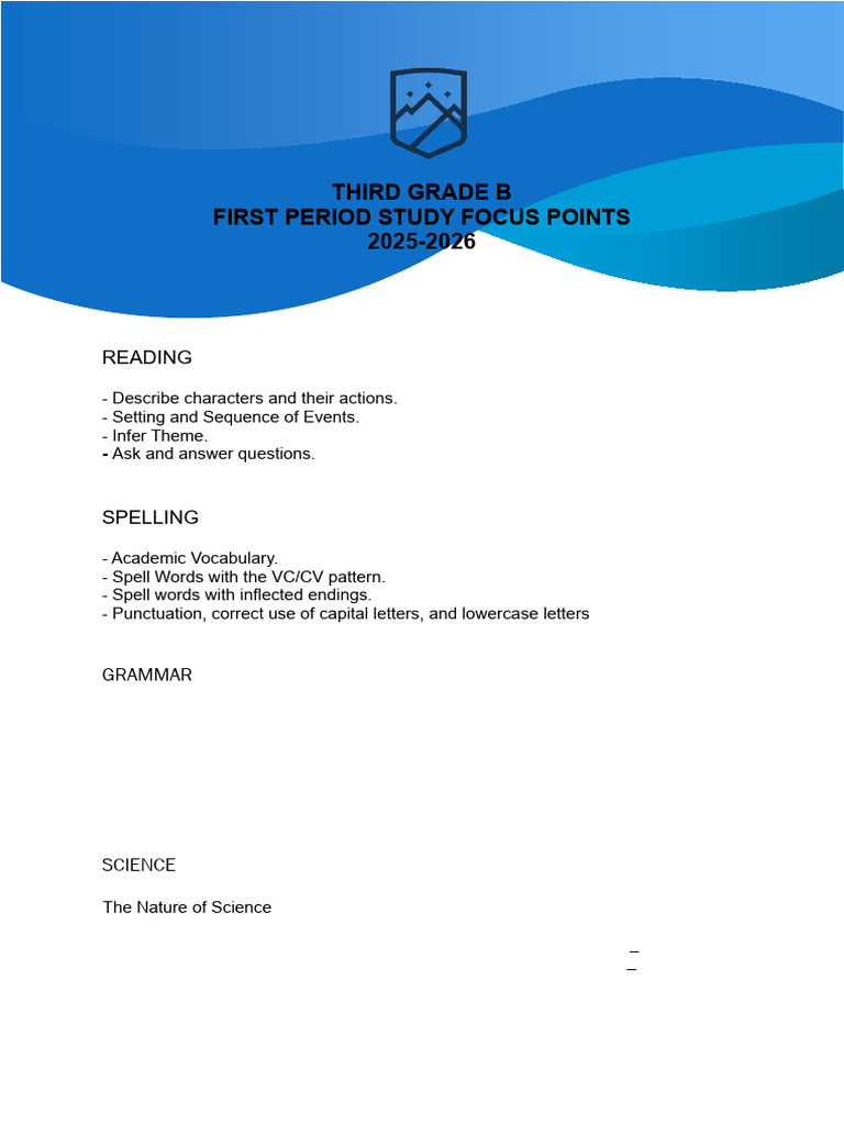 3rd Grade B Study Focus Points | PDF